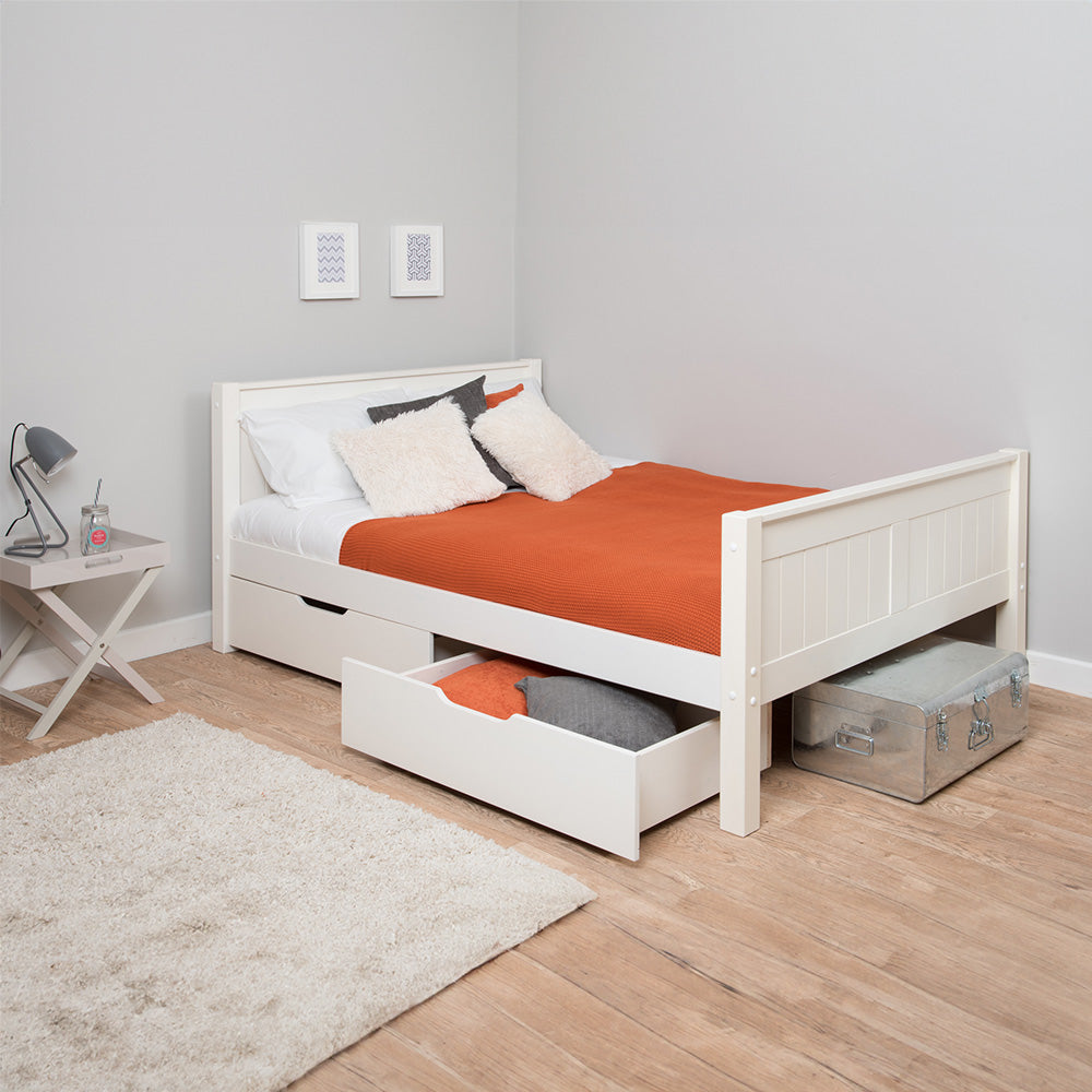 Wooden Classic Kids Small Double Bed with Drawers